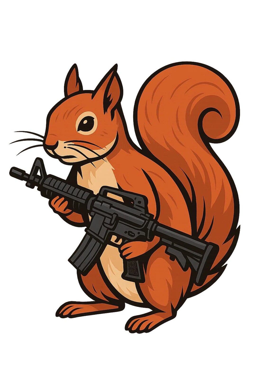 Squirrel With a Gun Sticker – Funny Cartoon Rodent Sticker in Funny ...
