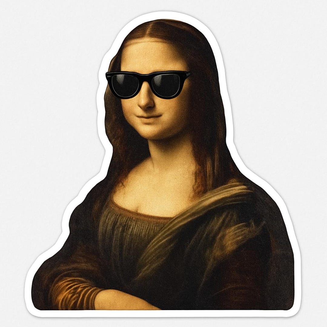 Mona Lisa With Sunglasses Sticker Outdoor Uv-resistant Vinyl Sticker ...