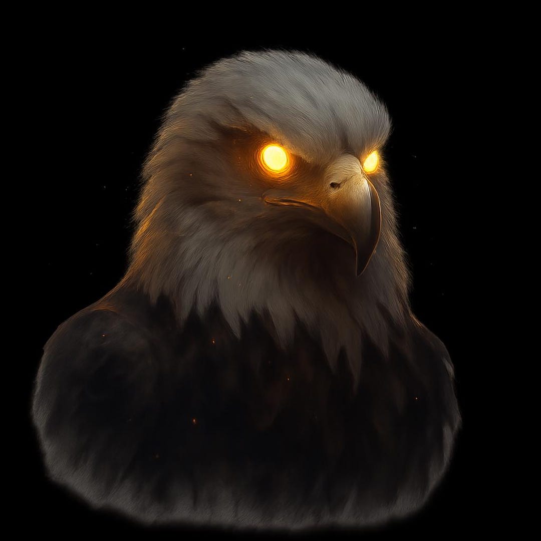 Eagle With Glowing Eyes Sticker Outdoor Uv-resistant Vinyl Sticker Made ...