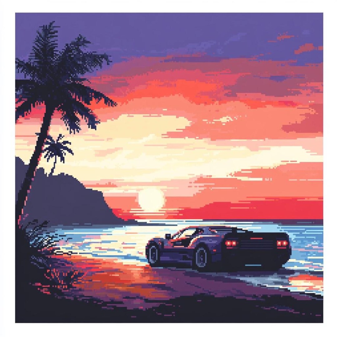 Car Sticker Sports Car Pixel Art Sticker Weatherproof Outdoor Vinyl ...