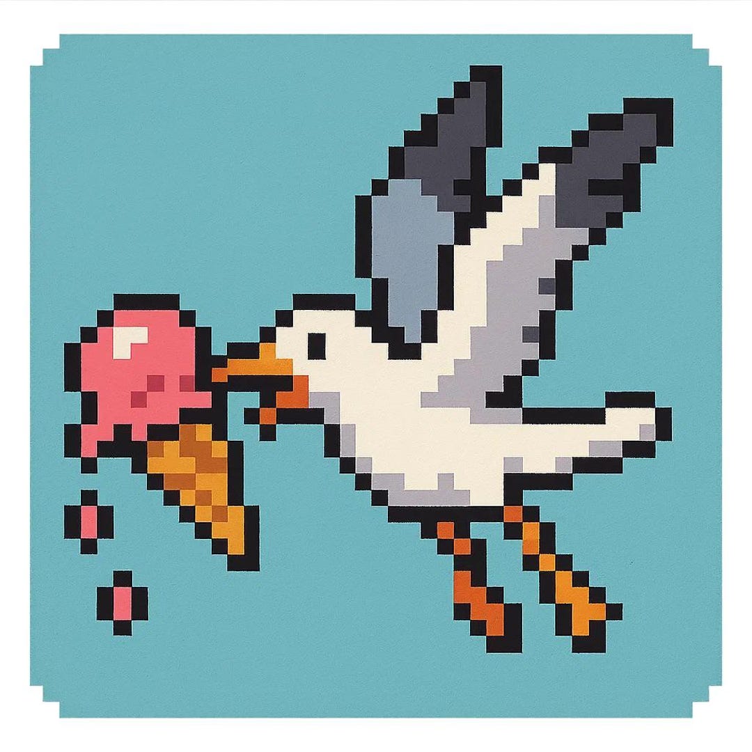 Seagull Stealing Ice Cream in Slow Motion – Funny Cartoon Sticker ...