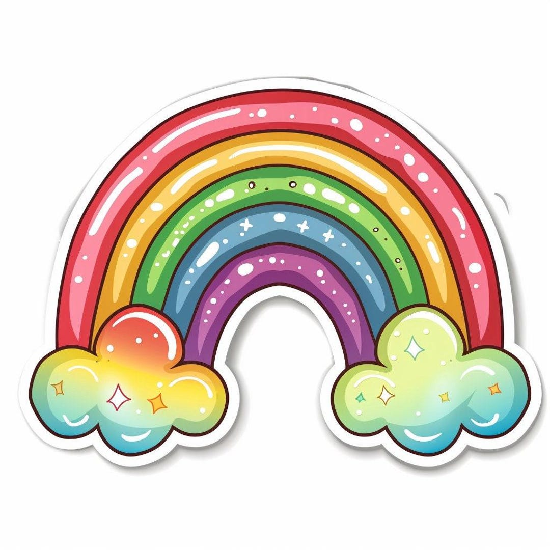 Rainbow Sticker Colorful Sticker in Watercolor Style Wall Sticker Car ...