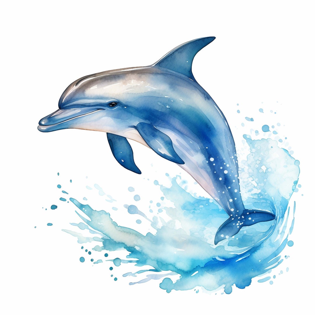 Dolphin Sticker Watercolor Sticker Maritime Motif Sea Animal Wall ...