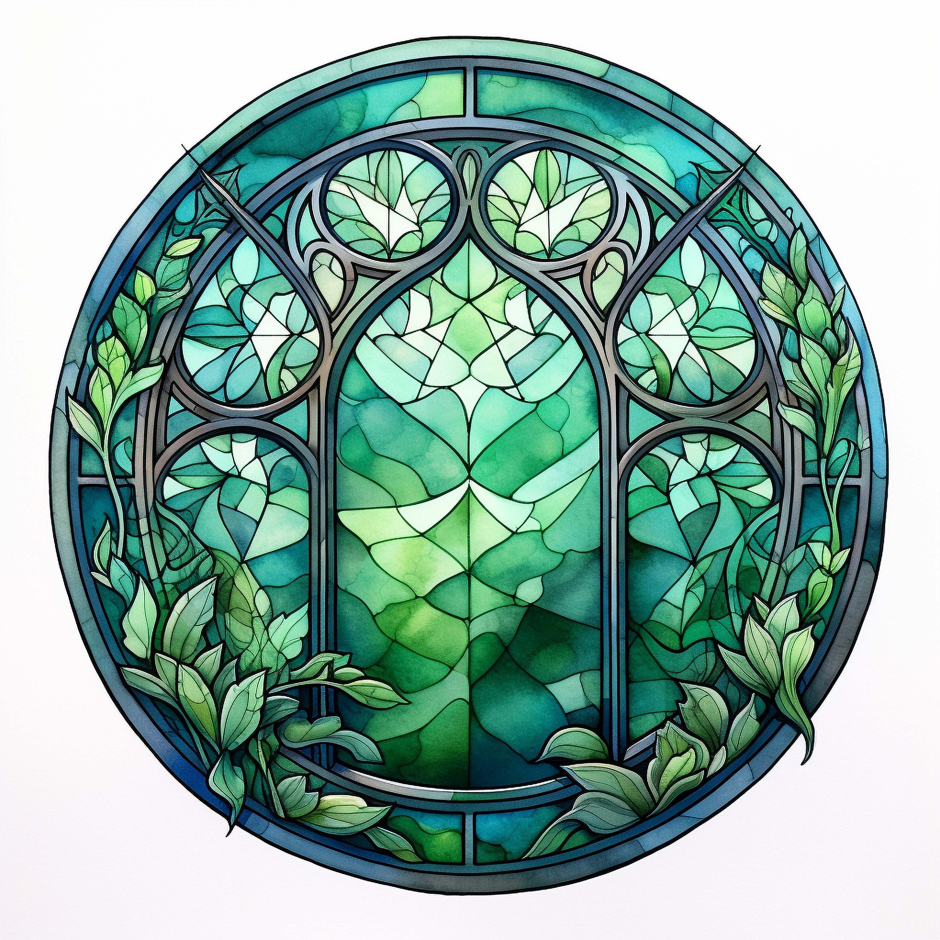 Car Decal Sticker Green Stained Glass Window Decal Weatherproof Outdoor ...