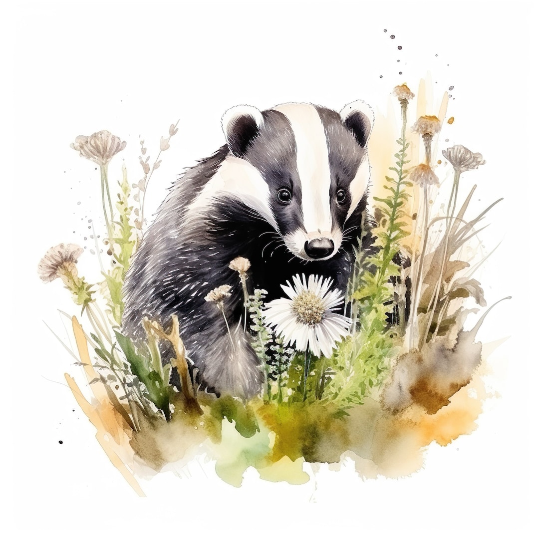 Car Decal Sticker Adorable Badger Watercolor Decal Weatherproof Outdoor ...