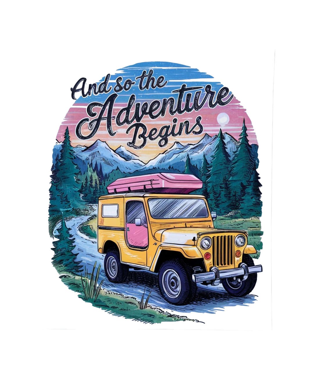 Adventure Jeep Sticker – Retro Car Sticker With “and so the Adventure ...