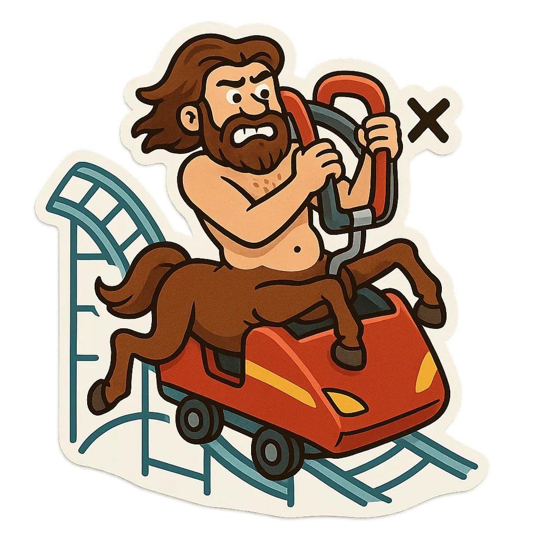 Centaur Roller Coaster Sticker – Funny Mythical Creature Stuck, Safety ...