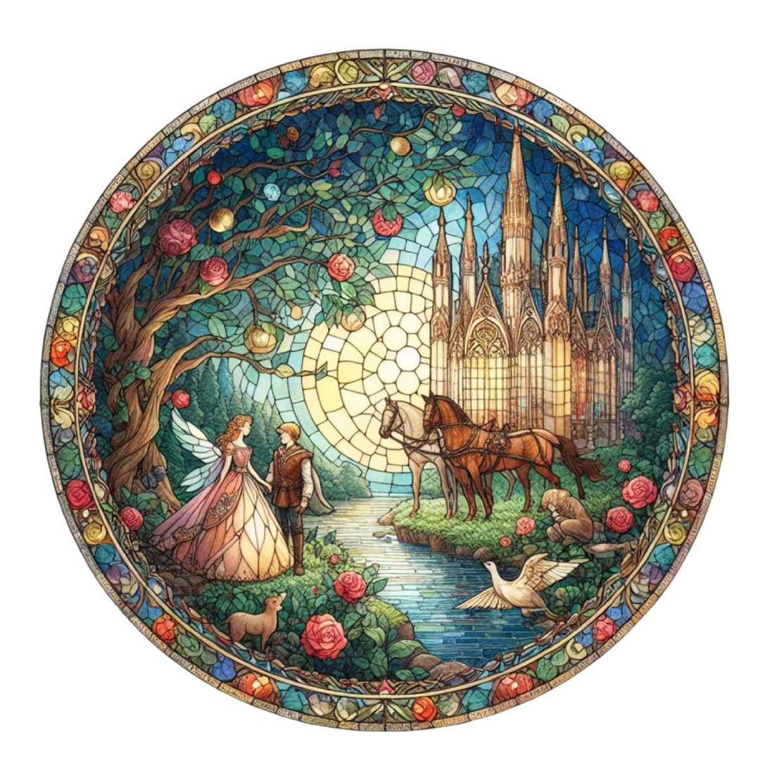 Car Sticker Stained Glass Fairy Tale Decal Weatherproof Outdoor Vinyl ...