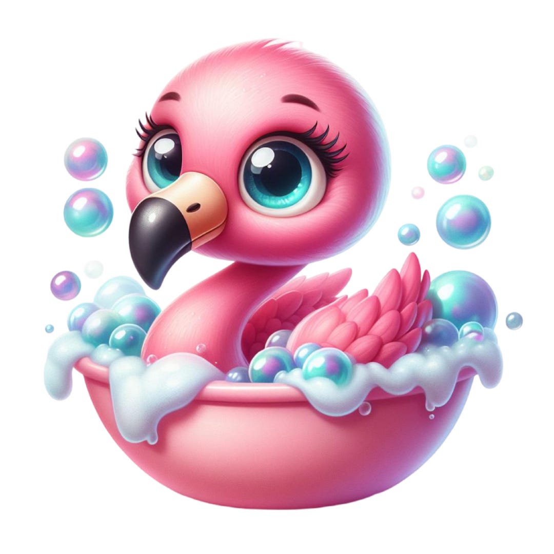 Playful Animal in Bubble Baths Sticker Set 9x9 Cm Watercolor Stickers ...