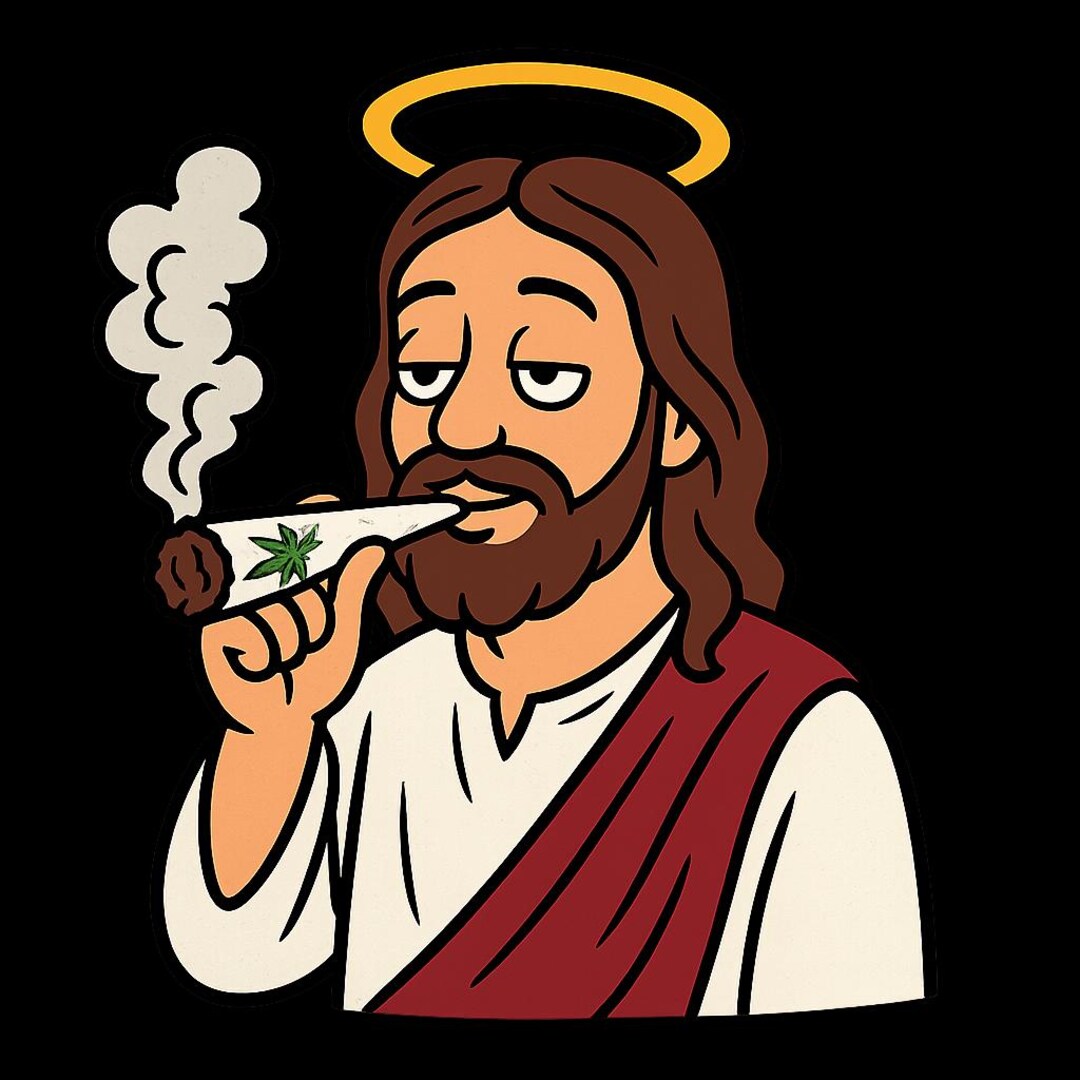 Jesus Smokes Weed Sticker Outdoor Uv-resistant Vinyl Sticker Made of ...