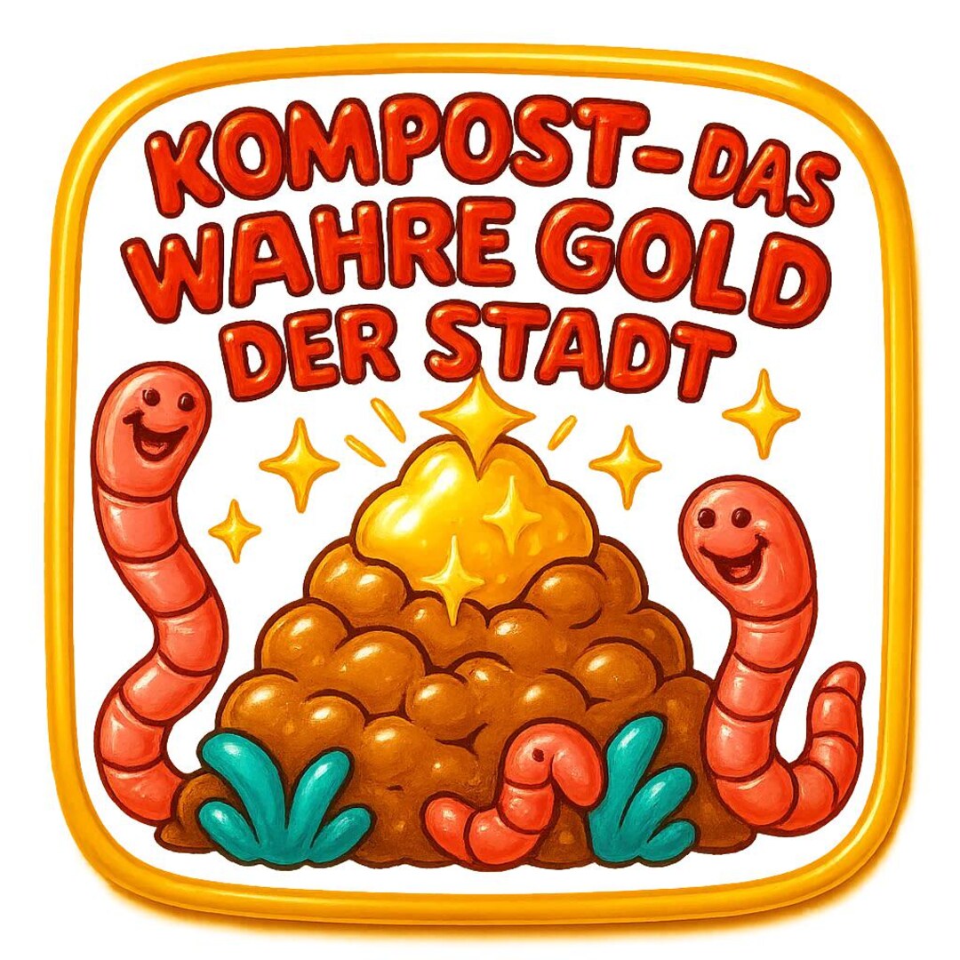 Compost Heap With Golden Shimmer Happy Earthworms and the Saying ...