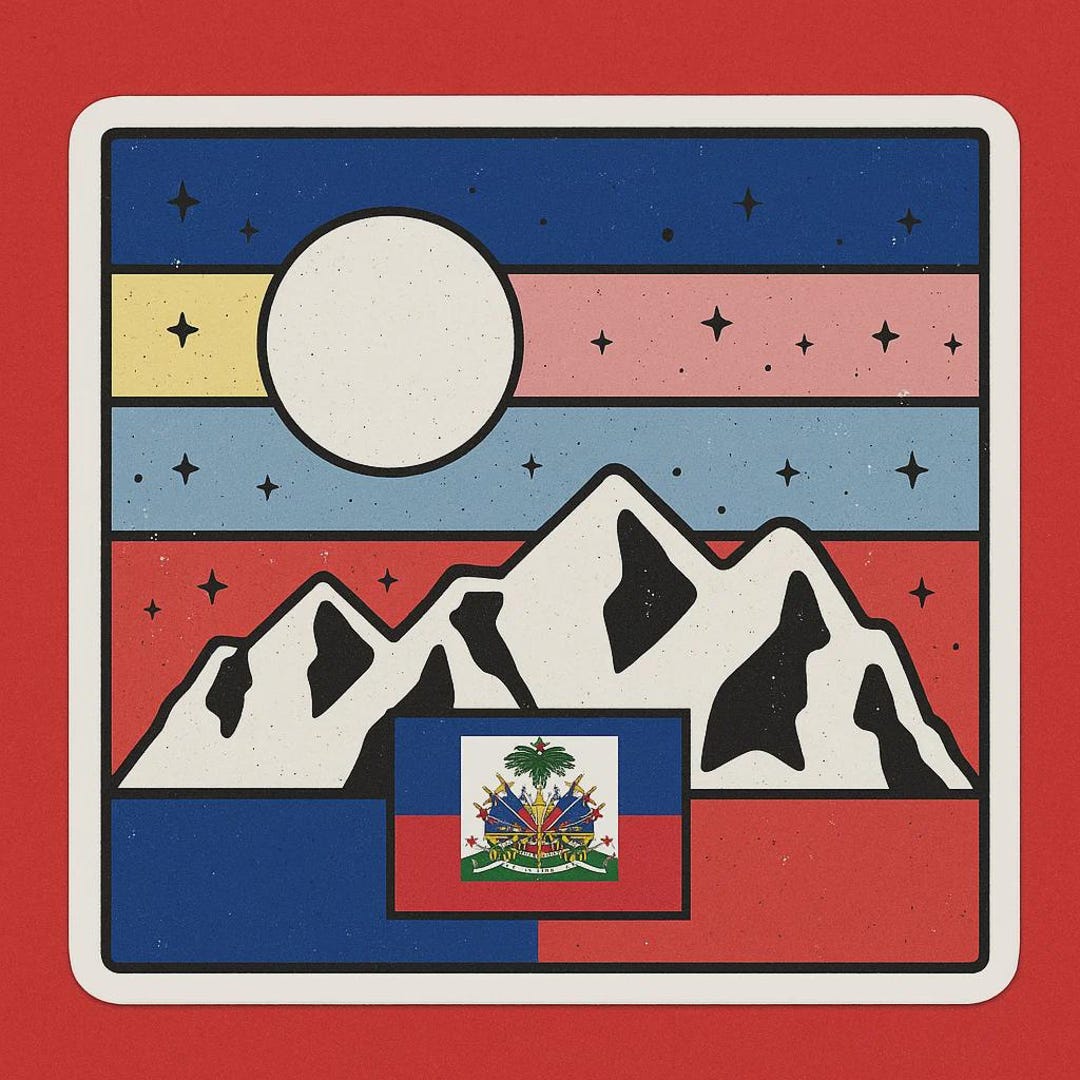 Haitian Flag Sticker With Coat of Arms and Tropical Motif Sticker for ...