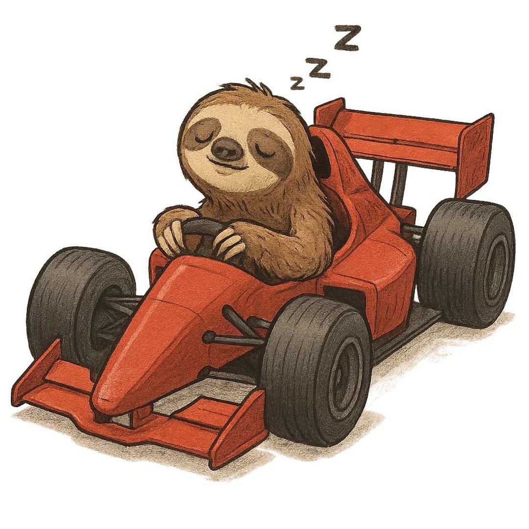 Sloth Racing Car Iron-on Patch – Funny Animal Motif Sloth Falls Asleep ...
