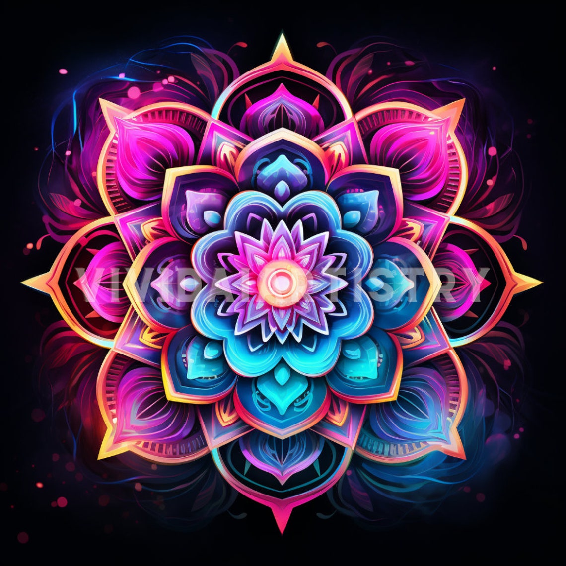 Neon Mandala 4-pack Vibrant Printable Art & Digital Wallpapers, Zen ...