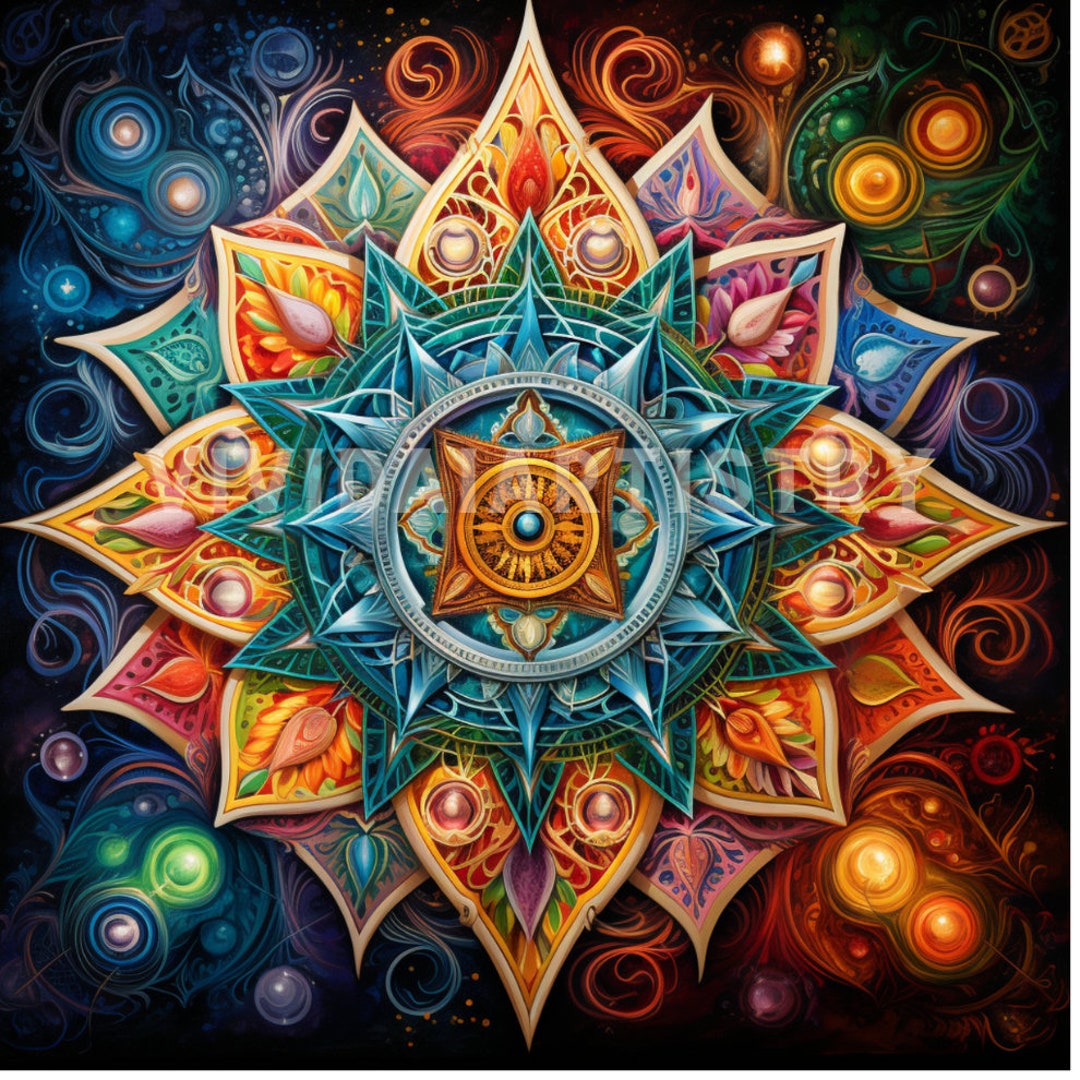 Colorful and Radiant Mandala: Instant Download Wallpaper, Digital ...