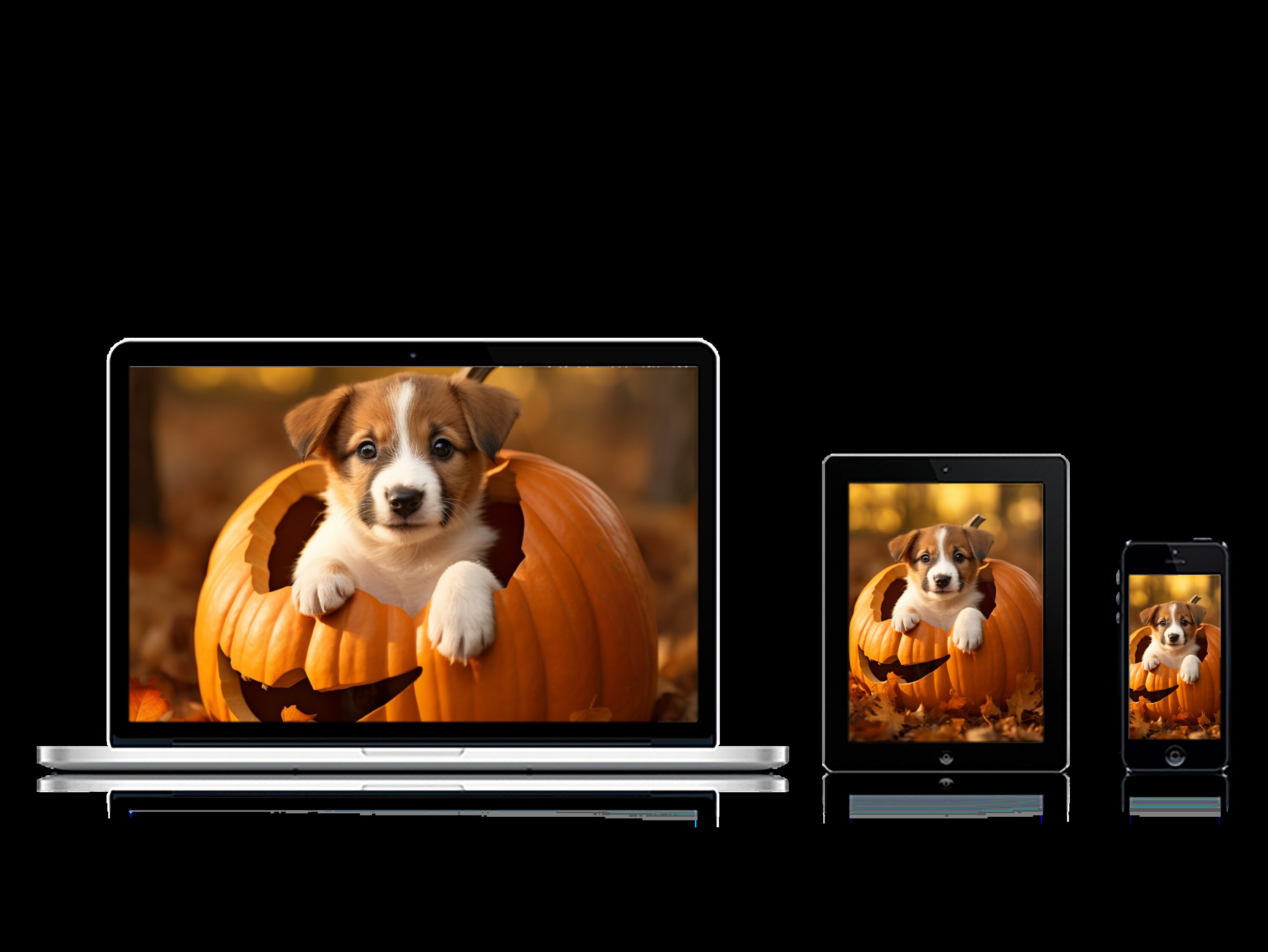 Fall Puppy in Pumpkin Art Instant Download Wallpaper - Etsy