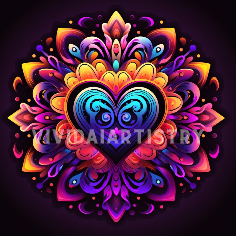 Sacred Heart Mandalas 4-pack Spiritual Bliss Vibrant Printable Art ...
