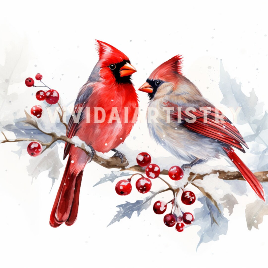 Winter Cardinal Wonderland - Digital Artwork for Seasonal Serenity ...