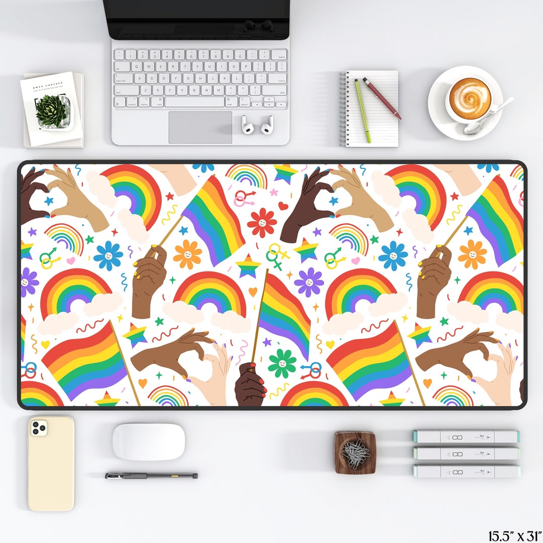 LGBT Desk Mat Aesthetic, Gay Pride Deskmat, Large Mouse Pad, Work Home ...
