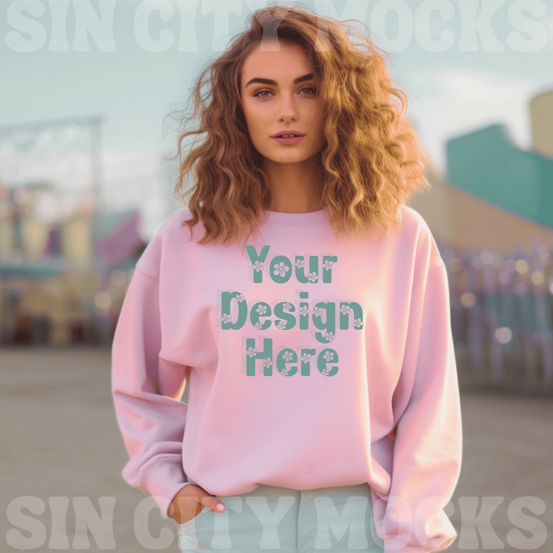 Light Pink Gildan 18000 Mockup Pink Mockup Gildan 18000 - Etsy