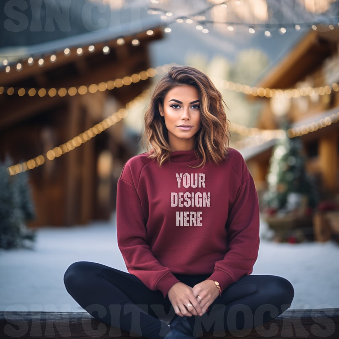 Maroon Gildan 18000 Mockup, Gildan Crewneck Mockup, Gildan Sweatshirt ...