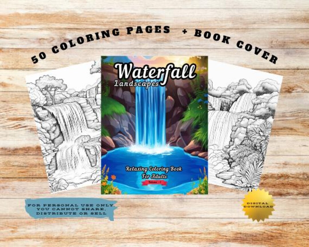 Waterfall Landscape Coloring Pages, Nature Coloring, Nature Adult ...