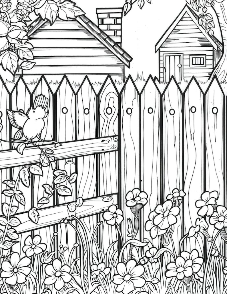 50 Garden Fence Coloring - Beautiful Botanical Garden Fence Coloring ...