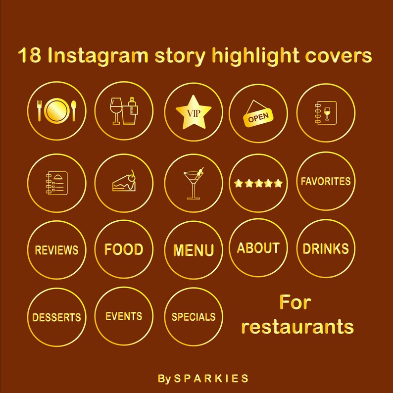 Brown and Gold Restaurant Instagram Story Highlight Covers - Editable ...