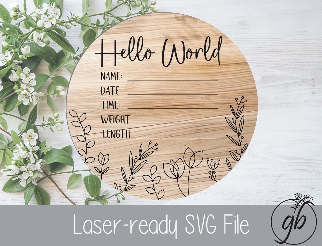 Baby Announcement Sign SVG Hello World Sign Baby Stats Sign - Etsy