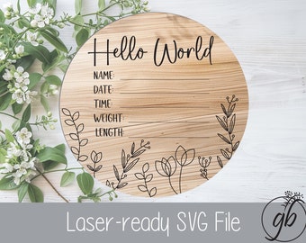 Baby Announcement Sign SVG Baby Hello World Sign SVG Baby Name Sign SVG ...