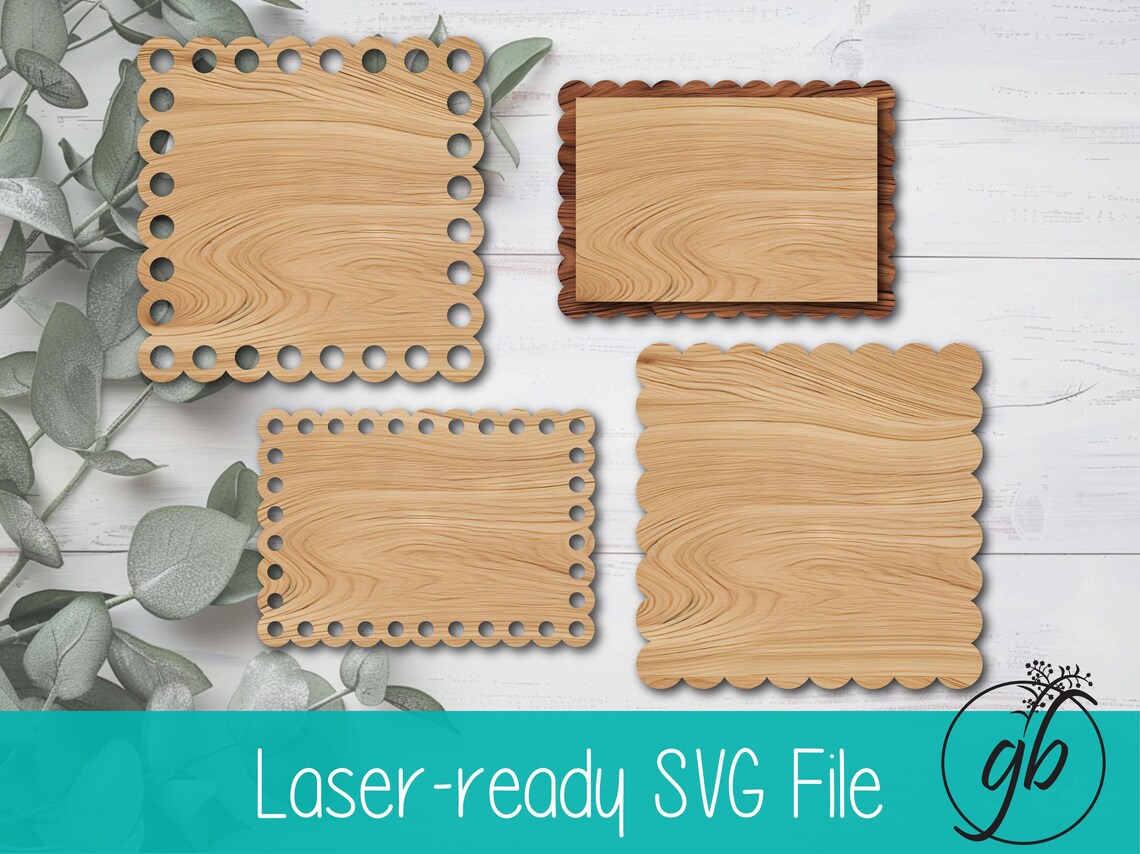 Scallop Squares & Rectangles SVG: Laser Cut Sign Blanks (digital ...
