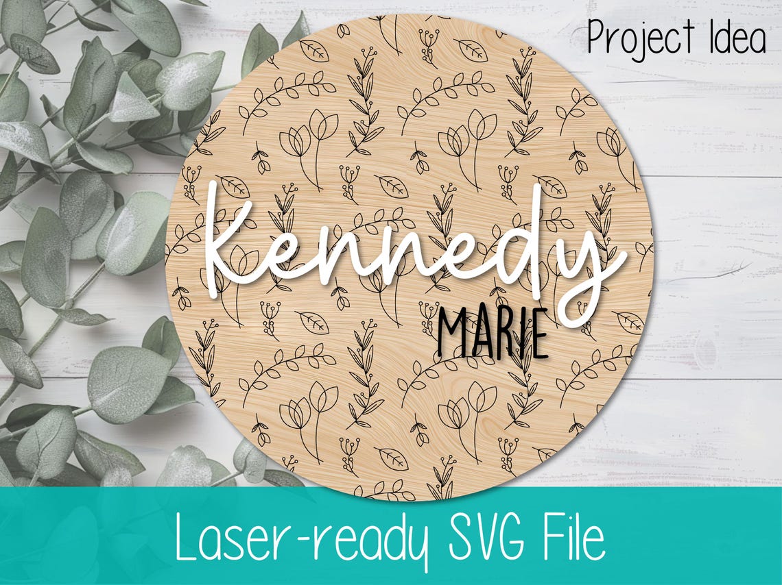 Floral Round Sign SVG File: Baby Name, Wedding, Door Signs (digital ...