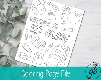 Welcome to 1st Grade Coloring Page - Etsy