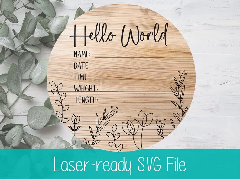 Baby Announcement Sign SVG - Hello World Sign - Baby Stats Sign - Etsy