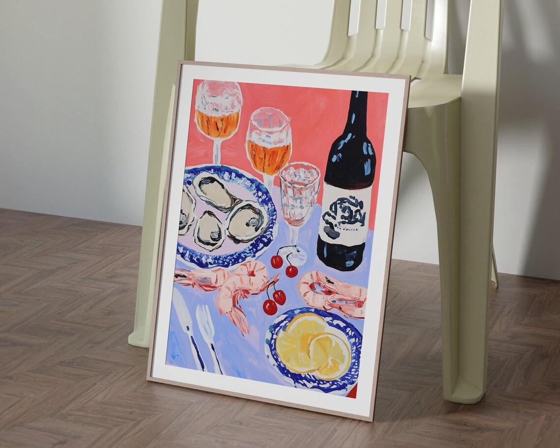 Seafood Feast Painting: Modern Kitchen Still Life Art (digital Download ...