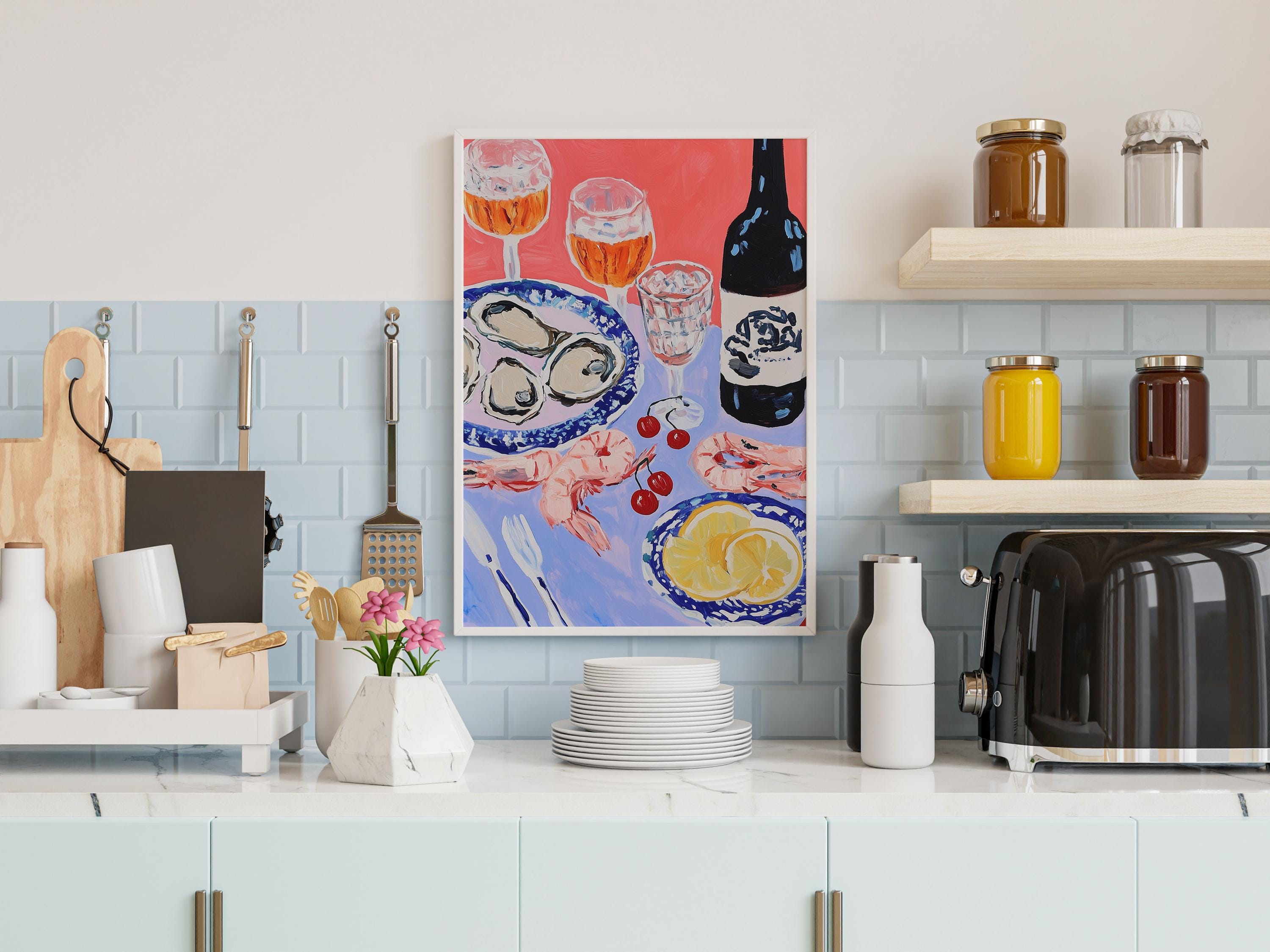 Seafood Feast Painting: Modern Kitchen Still Life Art (digital Download ...