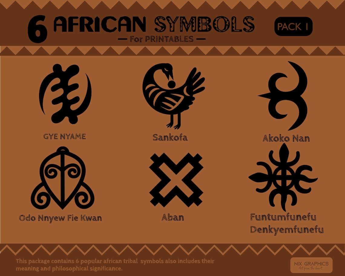 6 African Symbols and Their Meanings. Pack 1 Files in the Package: AI ...