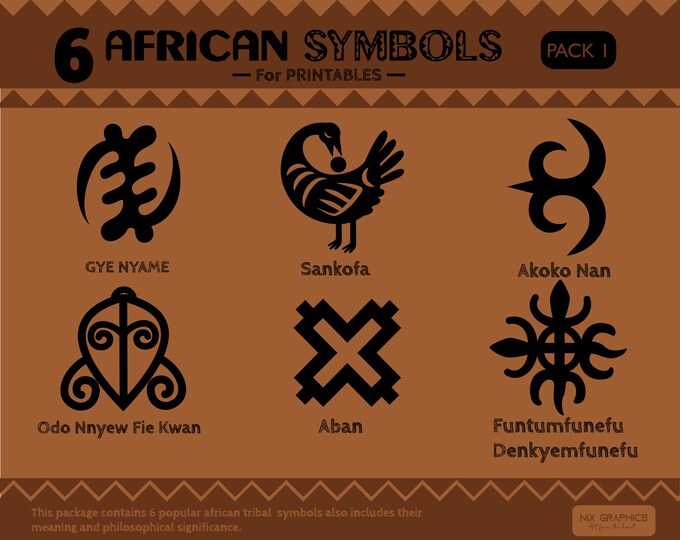 6 African Symbols and Their Meanings. Pack 1 Files in the Package: AI ...