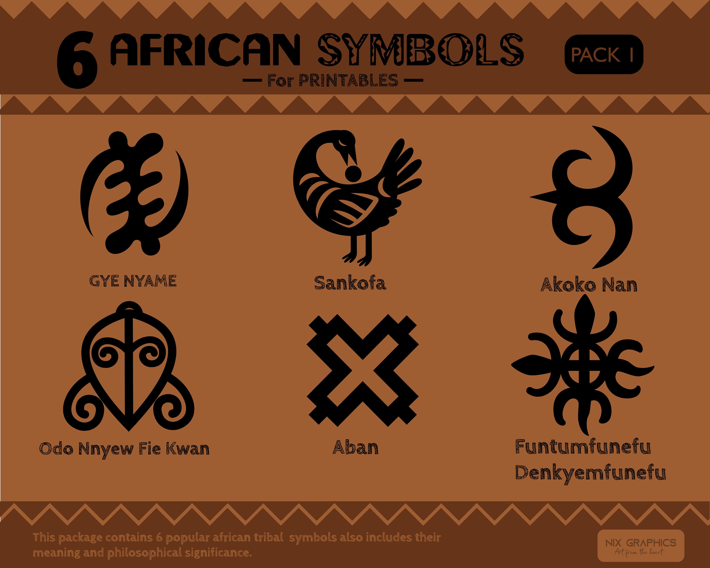 6 African Symbols and Their Meanings. Pack 1 Files in the Package: AI ...