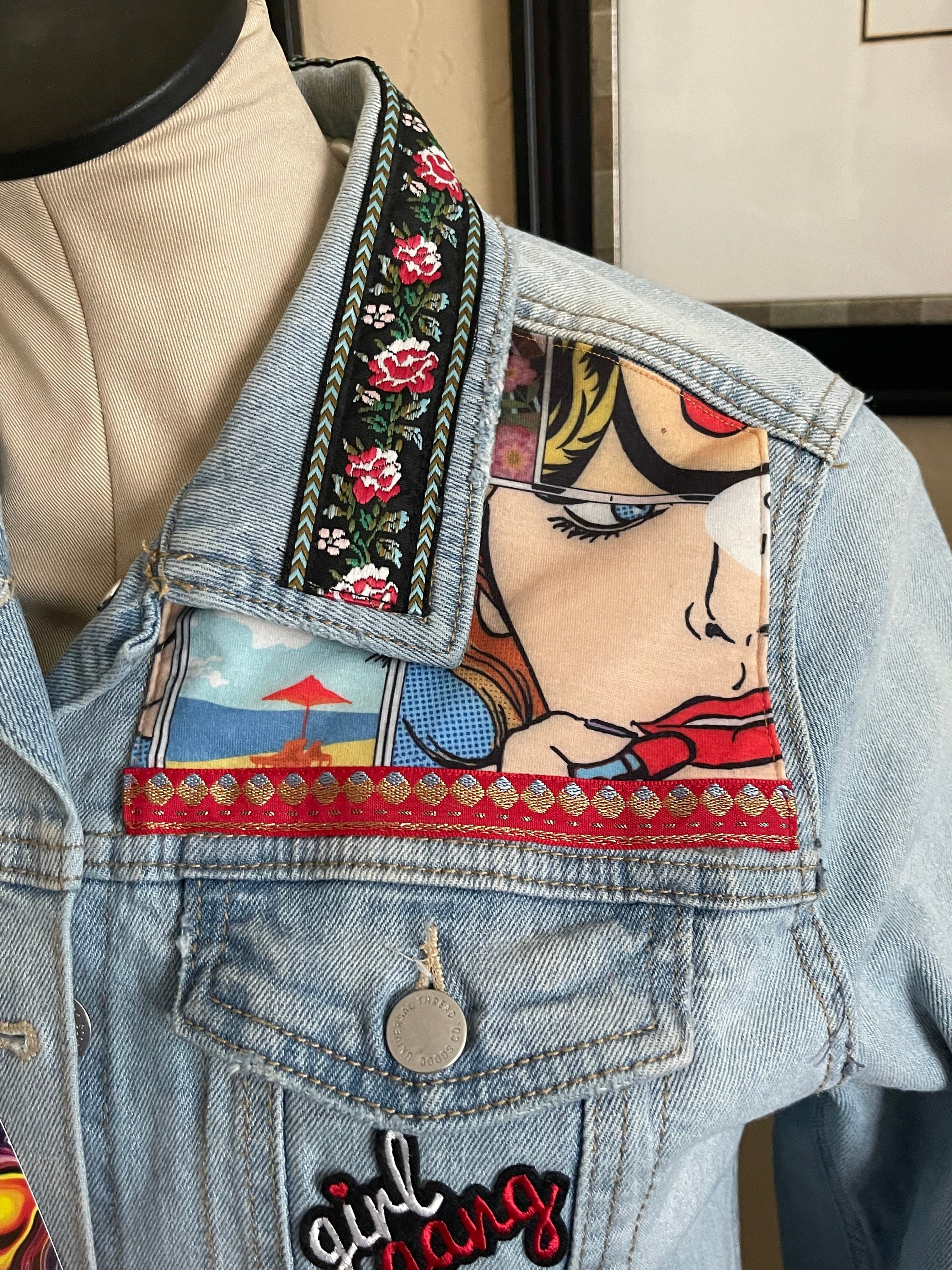 Women’s Size M Pop Art & Leopard Upcycle Denim - Etsy