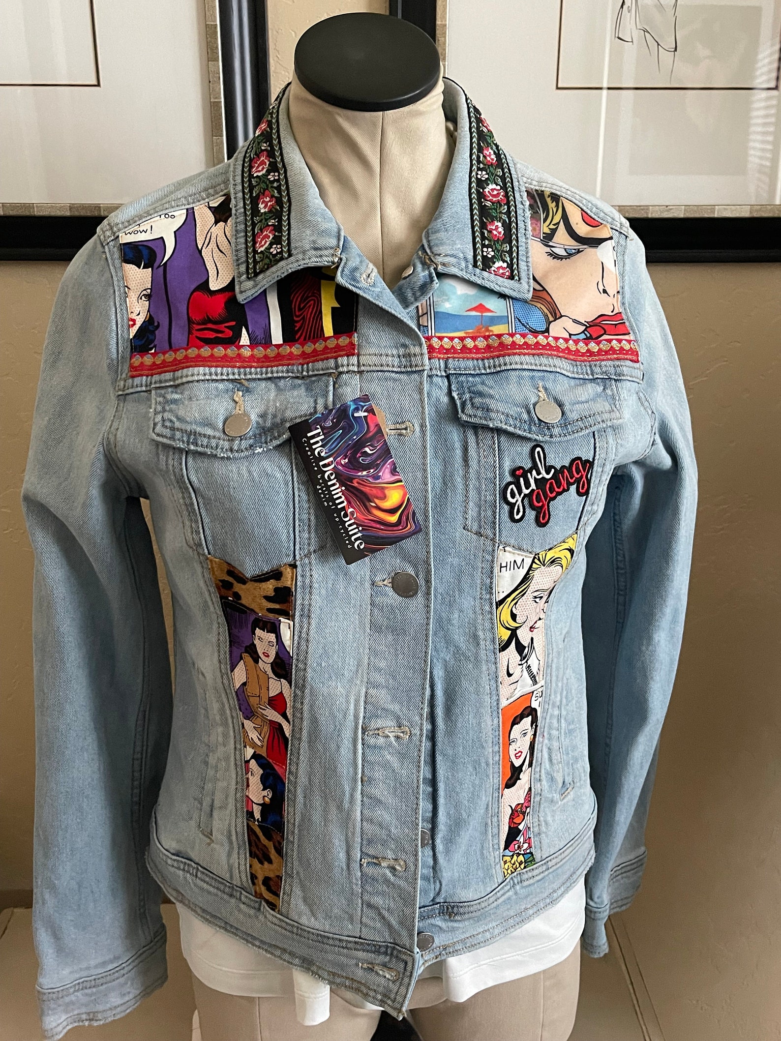 Women’s Size M Pop Art & Leopard Upcycle Denim - Etsy