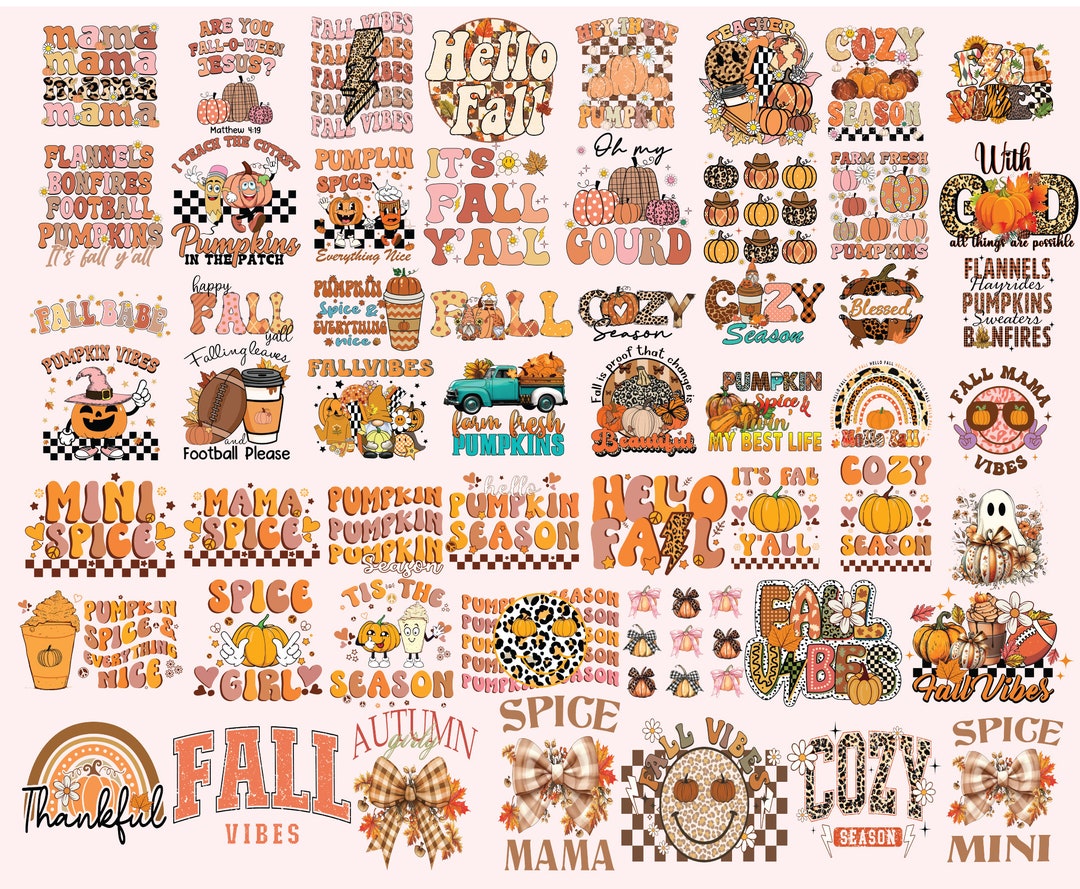 Retro Fall Autumn Png Bundle, Fall Shirt Png, Fall Coquette Png, Autumn ...