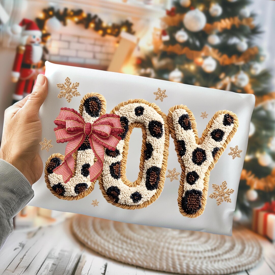 Joy Yarn Leopard PNG, Merry Christmas PNG, Faux Yarn PNG, Christmas ...
