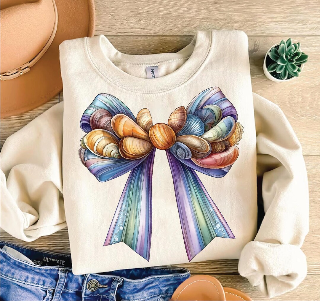 Seashell Bow PNG Beach PNG Summer PNG Coastal Girly Ocean Print ...