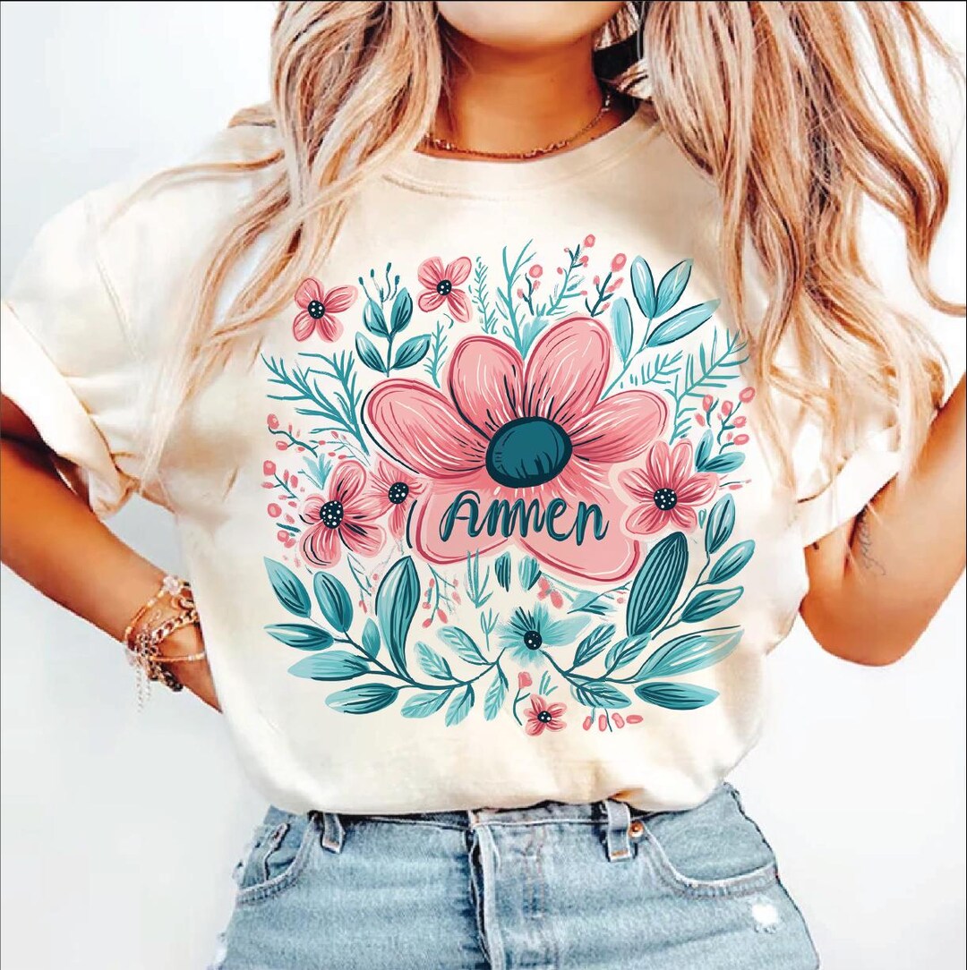 Floral Glitter Amen PNG, Retro Amen Png, Preppy Easter Png, Amen Png ...