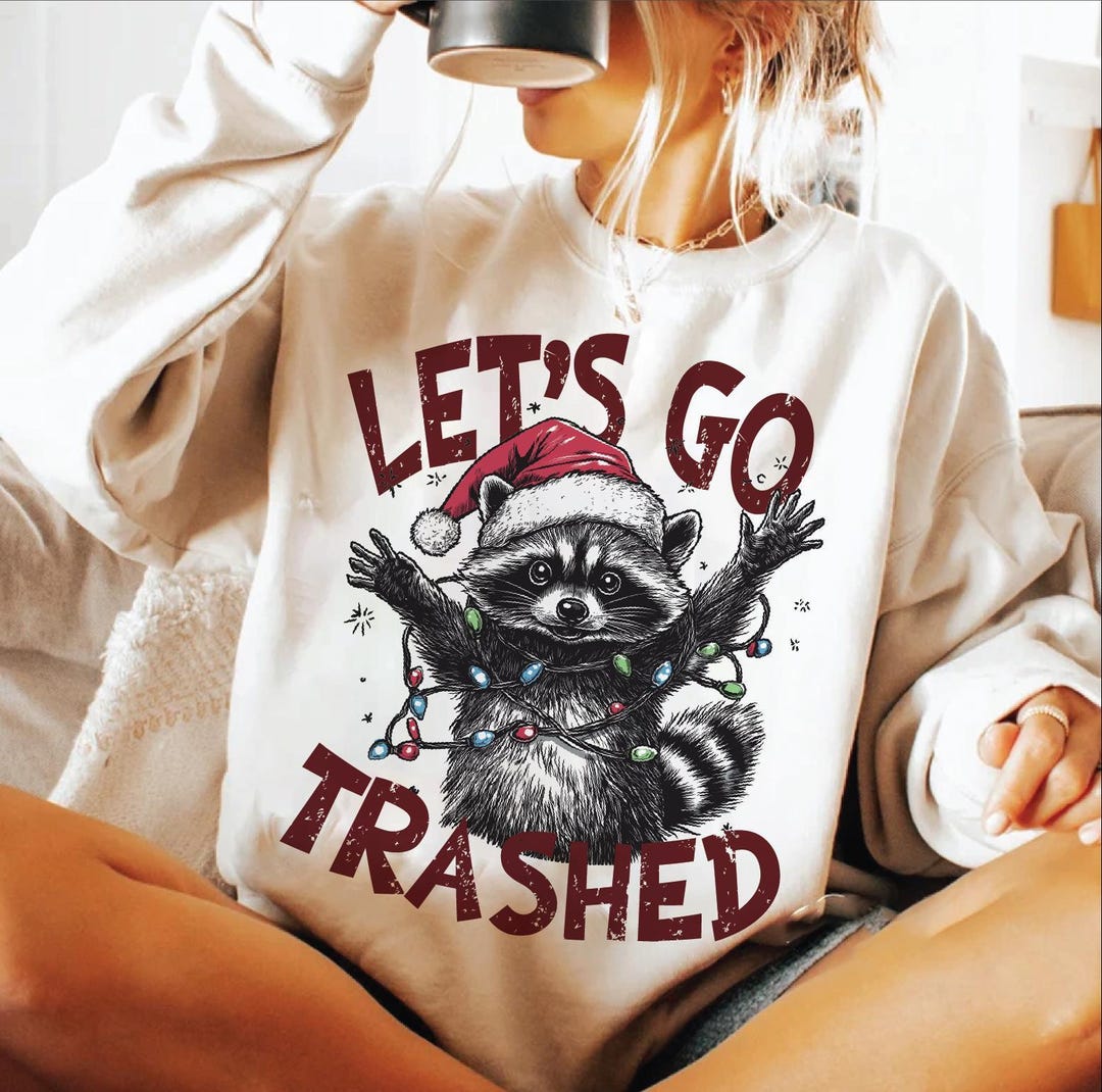 Let's Get Trashed Christmas PNG, Trashy Christmas Raccoon Png ...