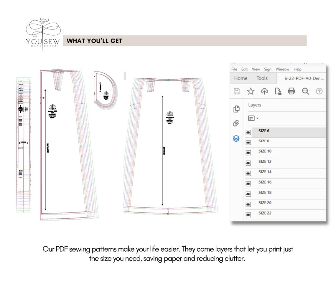 A-line Maxi Skirt PDF Sewing Pattern Sizes XS-4XL Layered Pattern ...