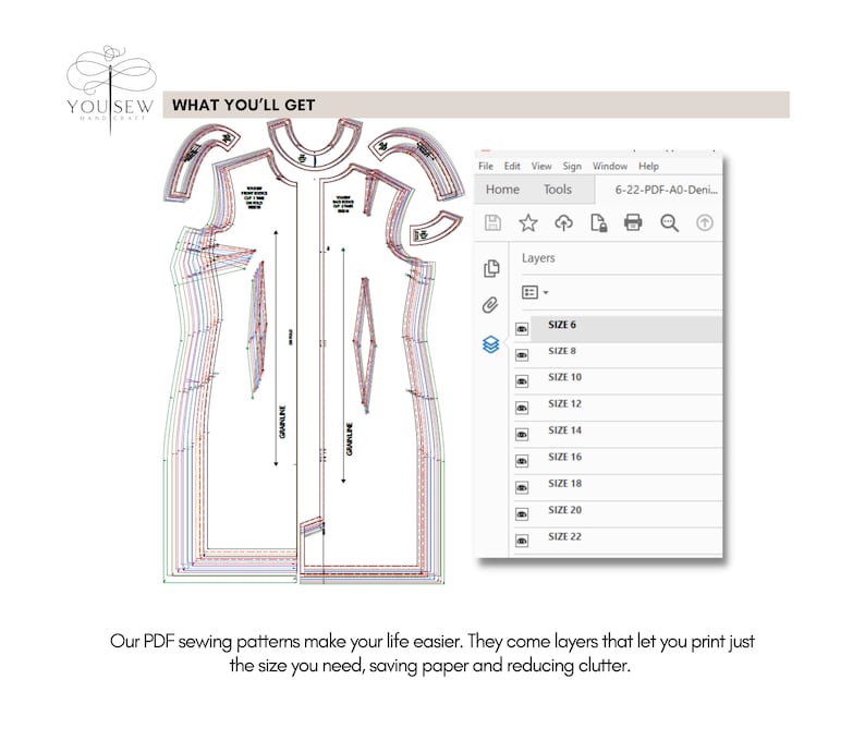 Sloper Dress PDF Sewing Pattern: Sizes XS-4XL Layered Pattern Instant ...