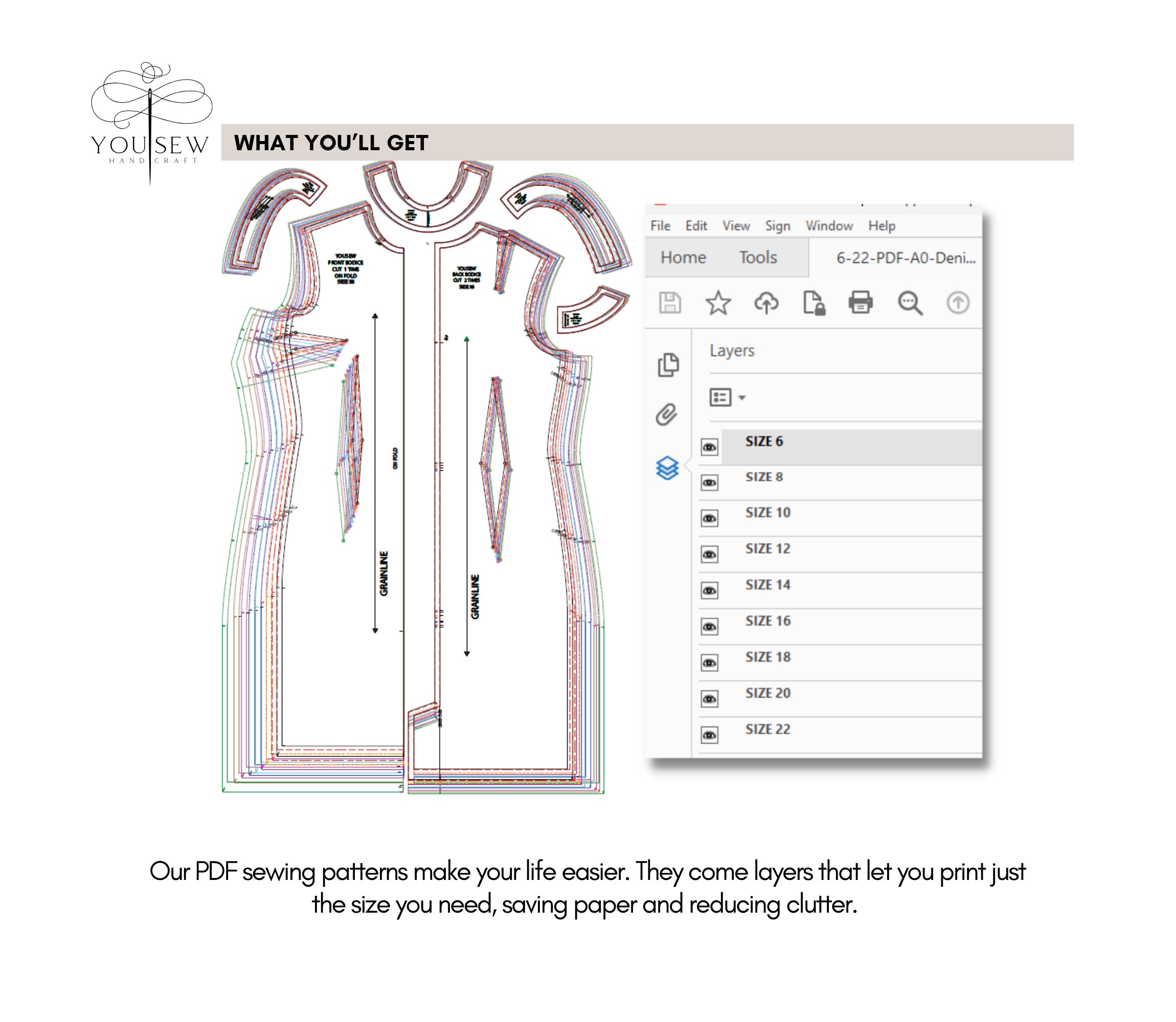 Sloper Dress PDF Sewing Pattern: Sizes XS-4XL Layered Pattern Instant ...