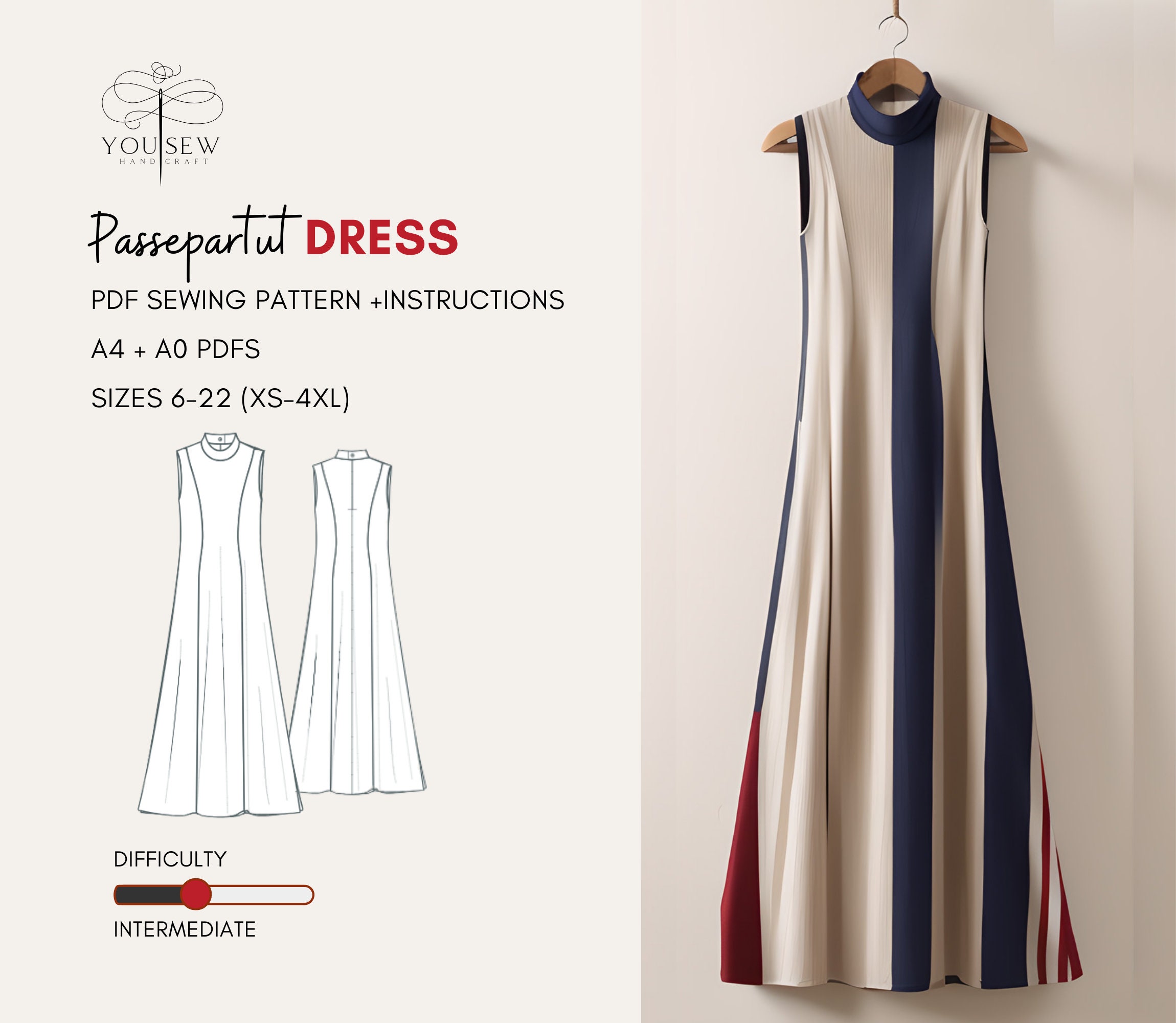 Passepartut Maxi Dress PDF Sewing Pattern-sizes 6-22 Layered Pattern ...